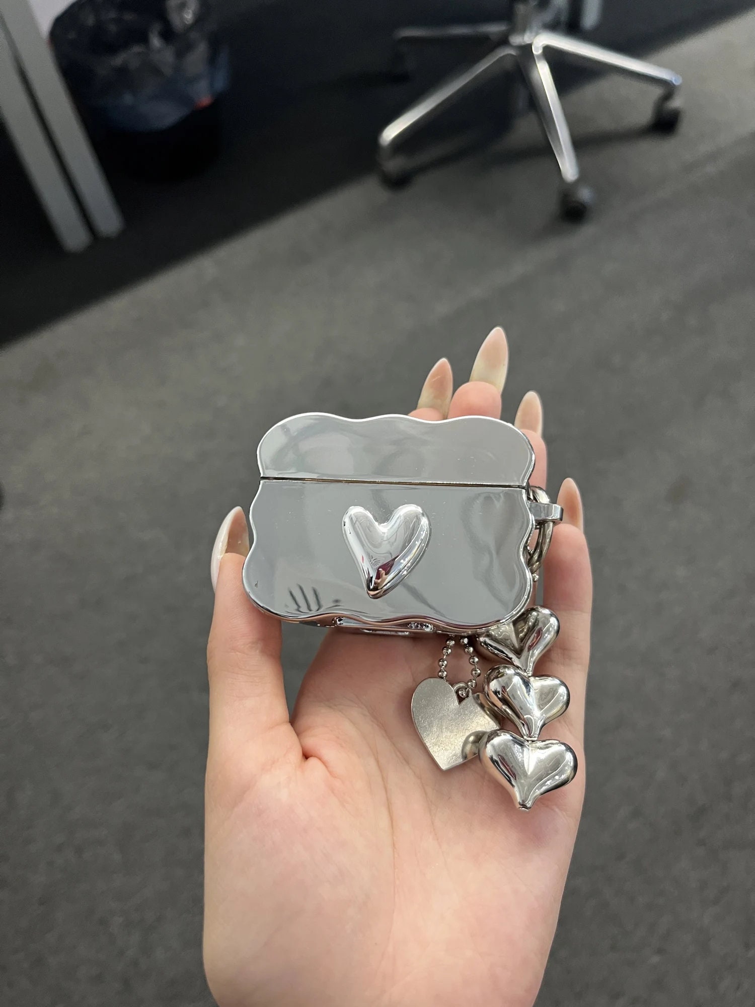 Kawaii Heart Airpods Case With Silver Keychain Sparkling Star - Etsy