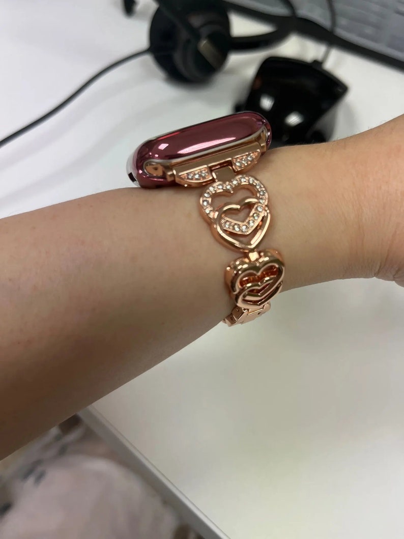 Heart Apple Watch Band 38mm 40mm 41mm 42mm 44mm 45mm 49mm, Gold Chain ...