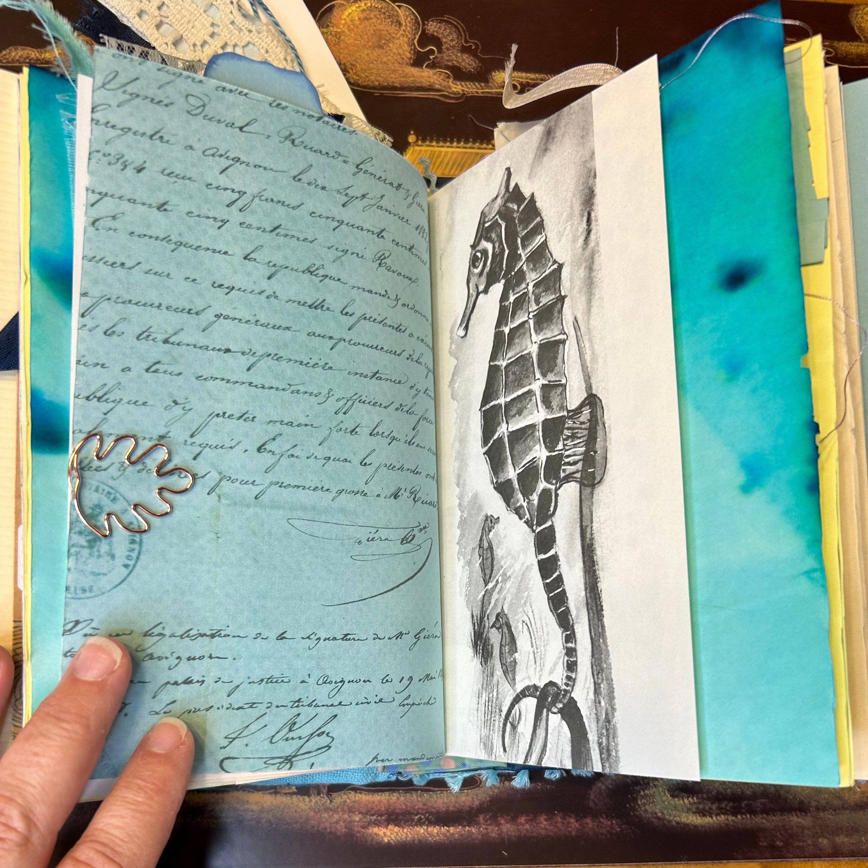 Seahorse Ocean Themed Junk Journal Handmade, OOAK Altered Book, Planner ...