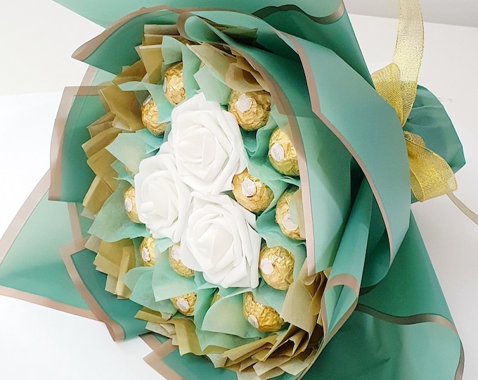 Glitter Rose Chocolate Bouquet Flowers Ferrero Rocher Lindt Birthday ...