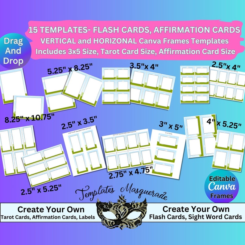 Border Frames Canva Frames Templates, Editable Flash Cards, Sight Cards ...