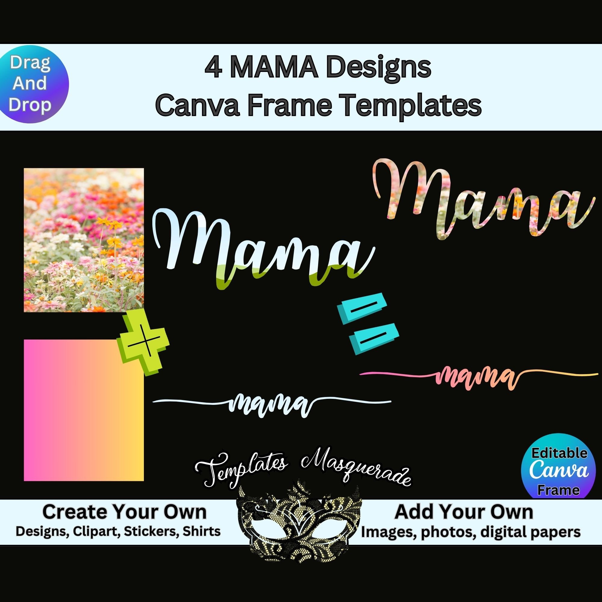 Editable MAMA Templates, MAMA Heart, Cursive MAMA Editable Canva ...