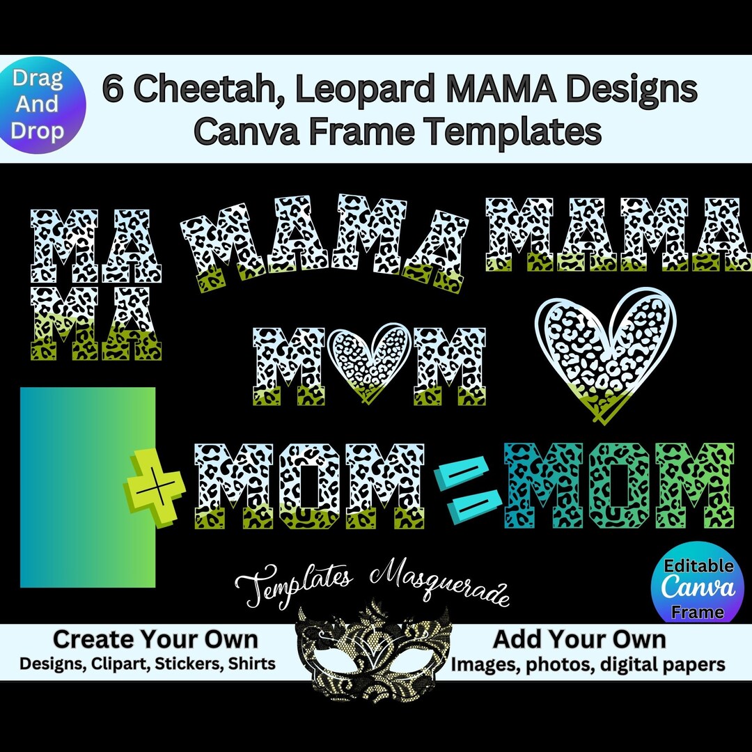Mama Canva Template Cheetah Leopard Print, Drag and Drop Canva Frames ...