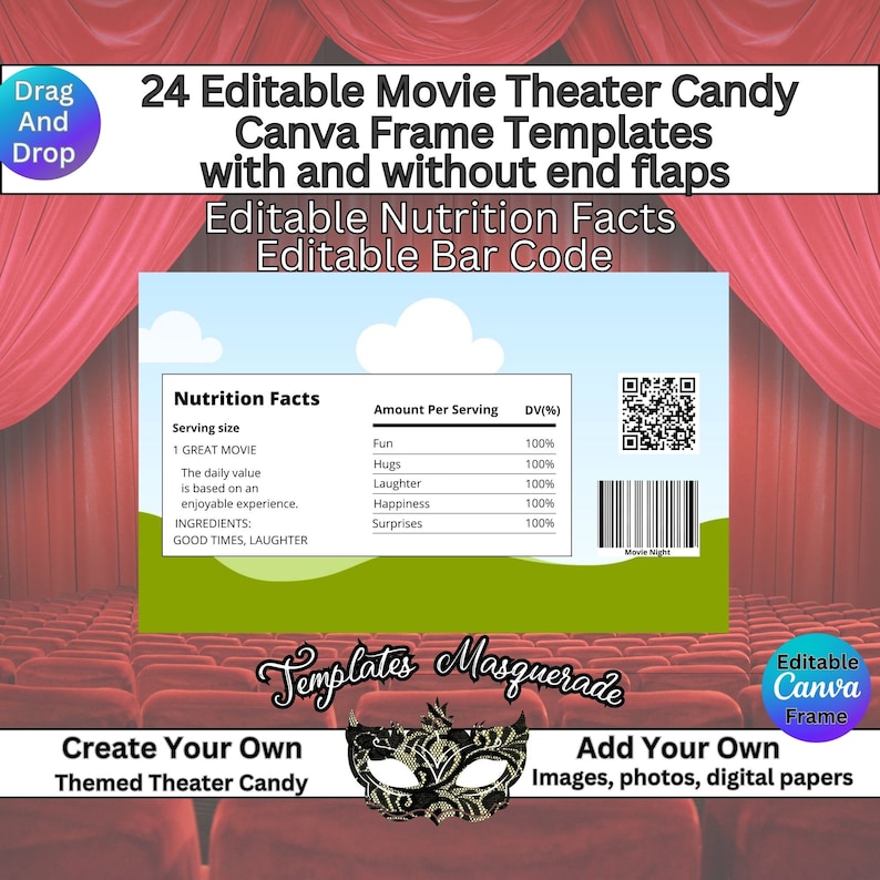 Editable Box Candy Templates, Canva Frames Templates Drag and Drop ...