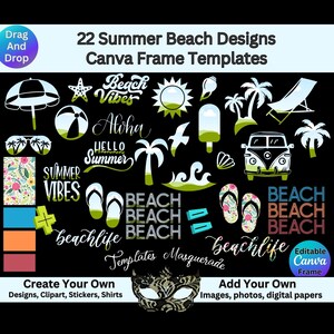 Summer Vibes Beach Life, Editable Canva Template Frames, Drag and Drop ...