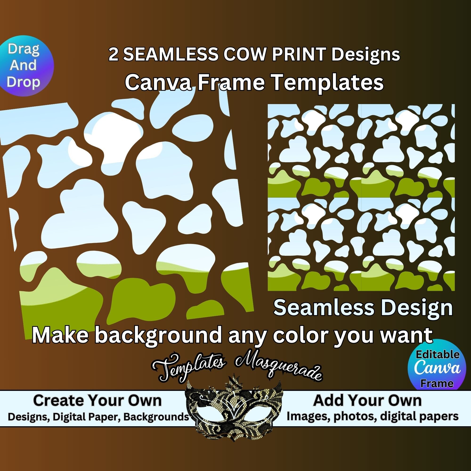 Cow Print Editable Template Canva, Farm, Cowboy, Range, Ranch Drag and ...