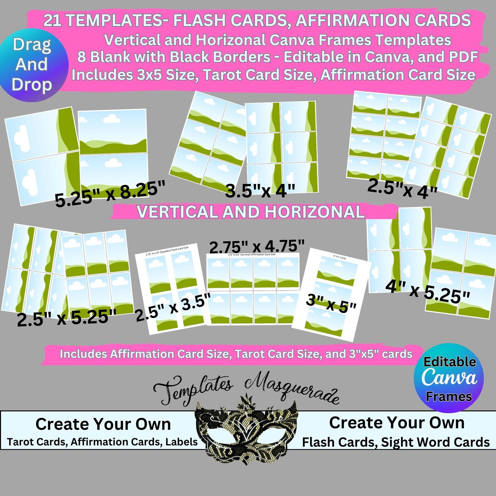 Editable Flash Cards, Sight Cards, Affirmation Cards, Tarot Cards ...