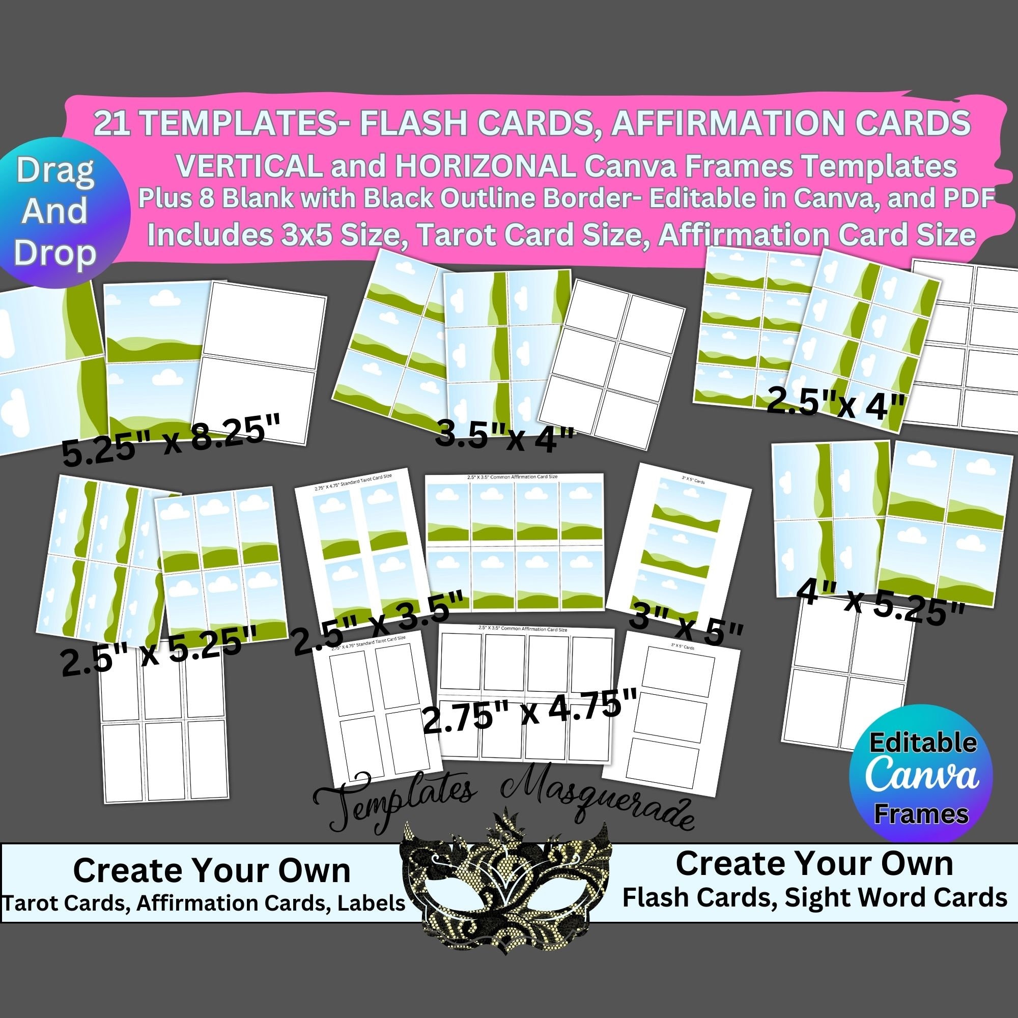 Editable Flash Cards, Sight Cards, Affirmation Cards, Tarot Cards ...