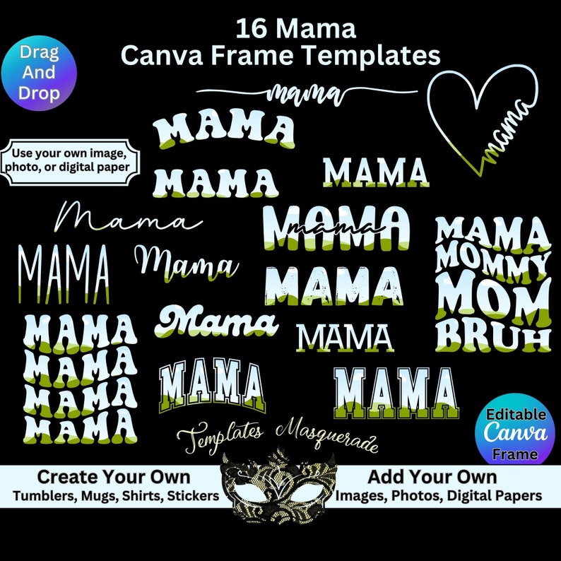 Mama Mom Canva Frames, Mother, Editable Printable Drag and Drop ...