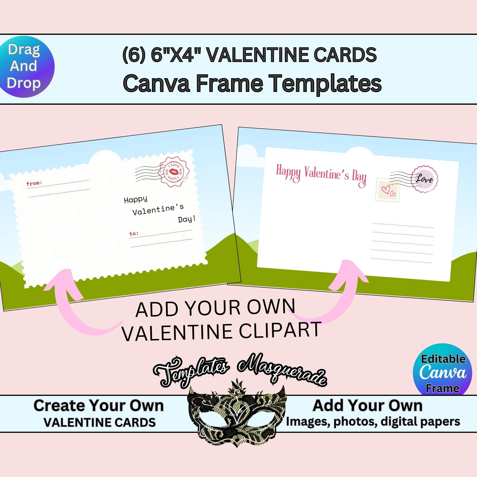 Editable Valentine Card Templates, Customizable Canva Frame Templates ...