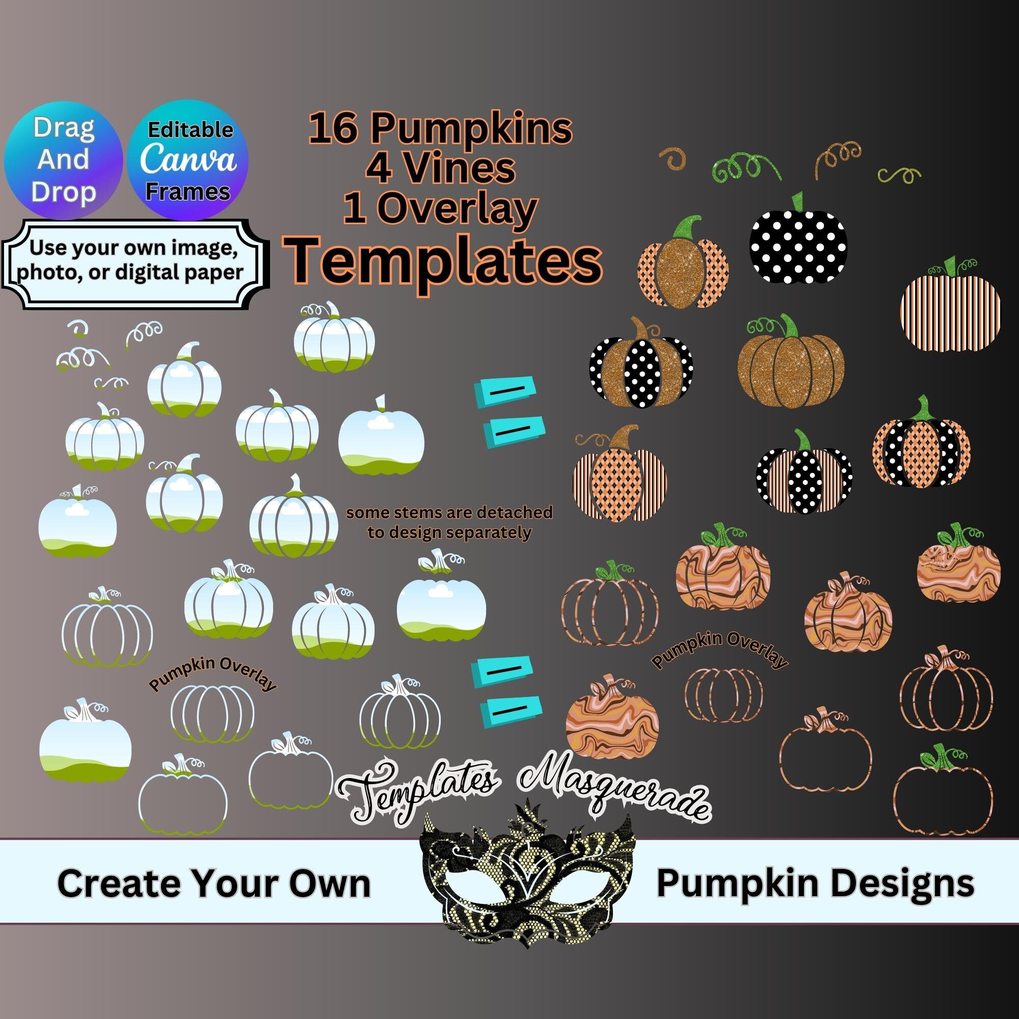 Pumpkins Editable Canva Template Frames, Halloween, Autumn, Fall ...