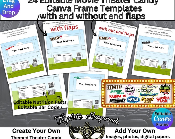Editable Box Candy Templates, Canva Frames Templates Drag and Drop ...