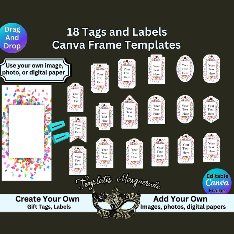 Editable Gift Tags, Labels, Canva Templates, Birthday Gift Tags, Gift ...