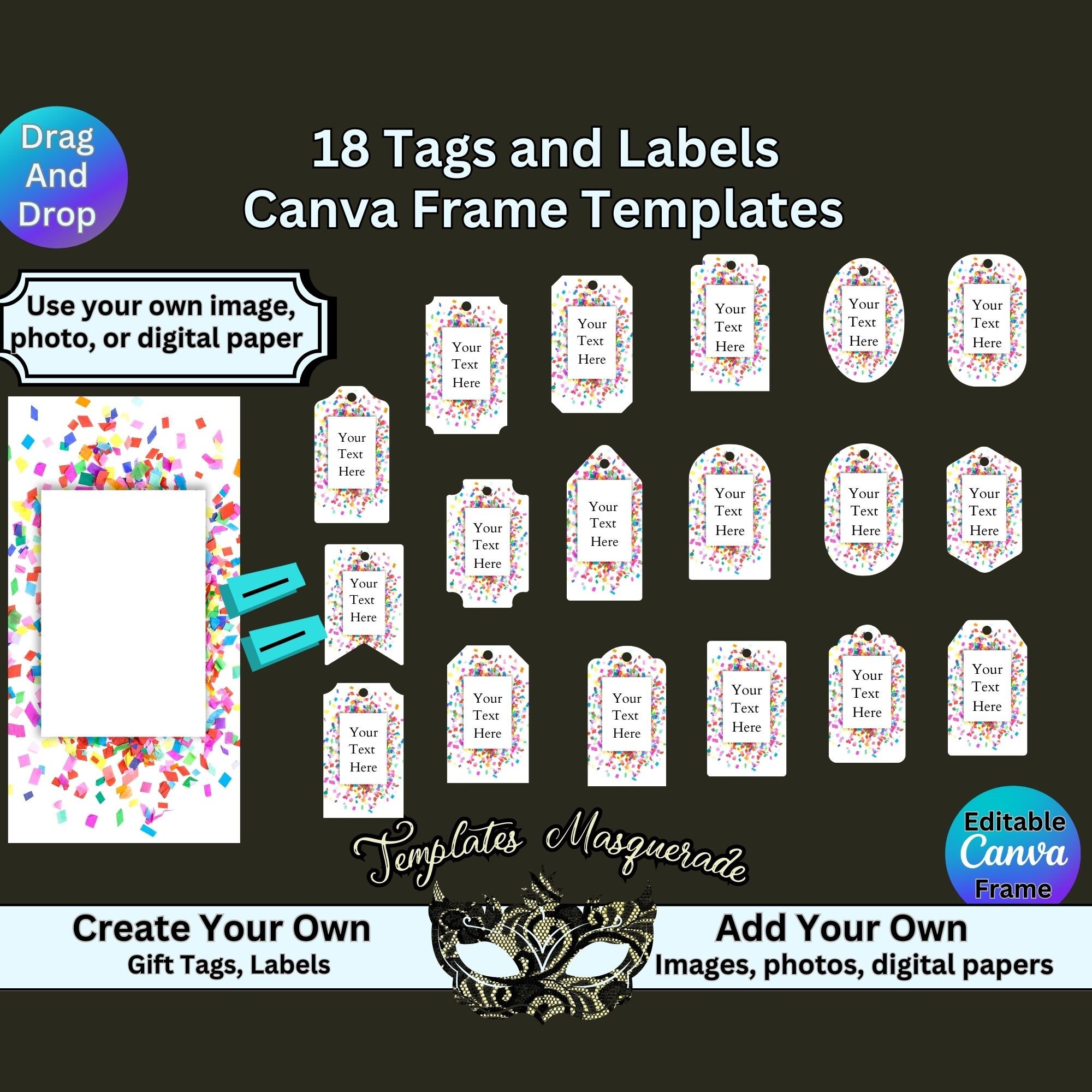 Editable Gift Tags, Labels, Canva Templates, Birthday Gift Tags, Gift ...