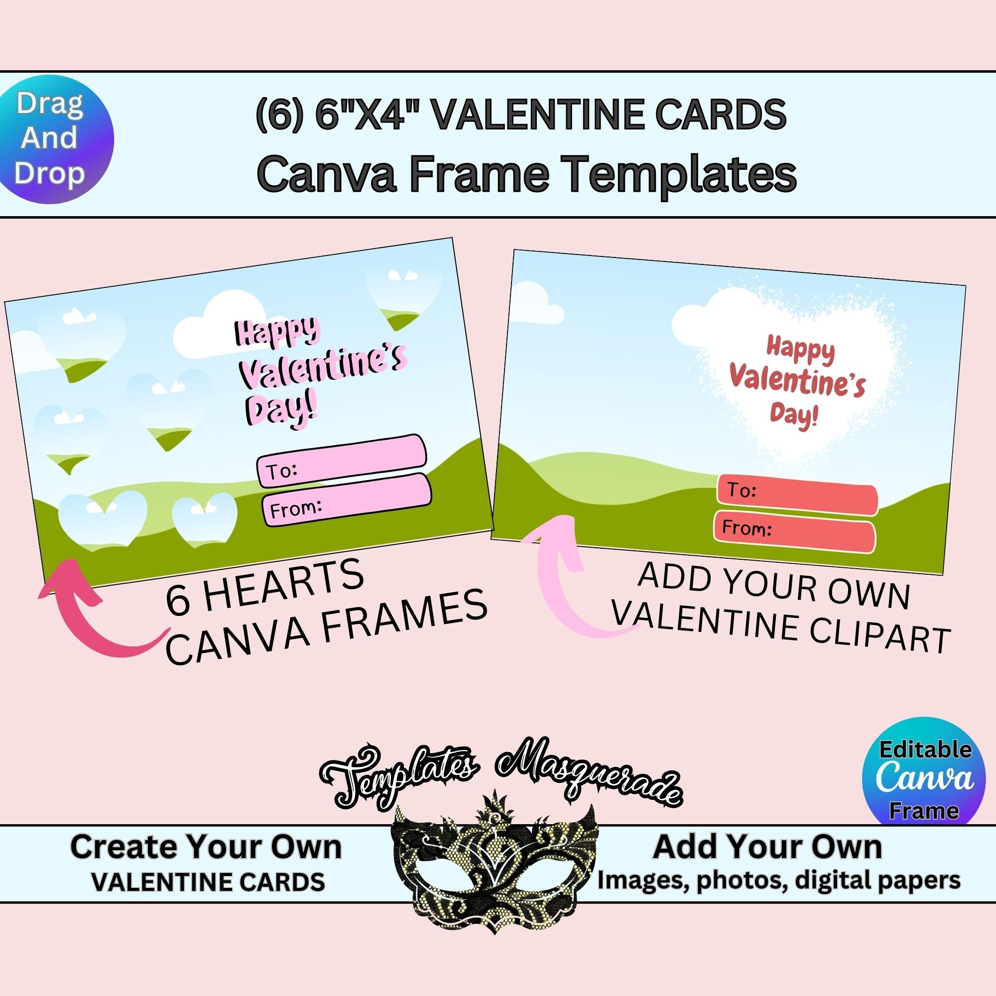 Editable Valentine Card Templates, Customizable Canva Frame Templates ...