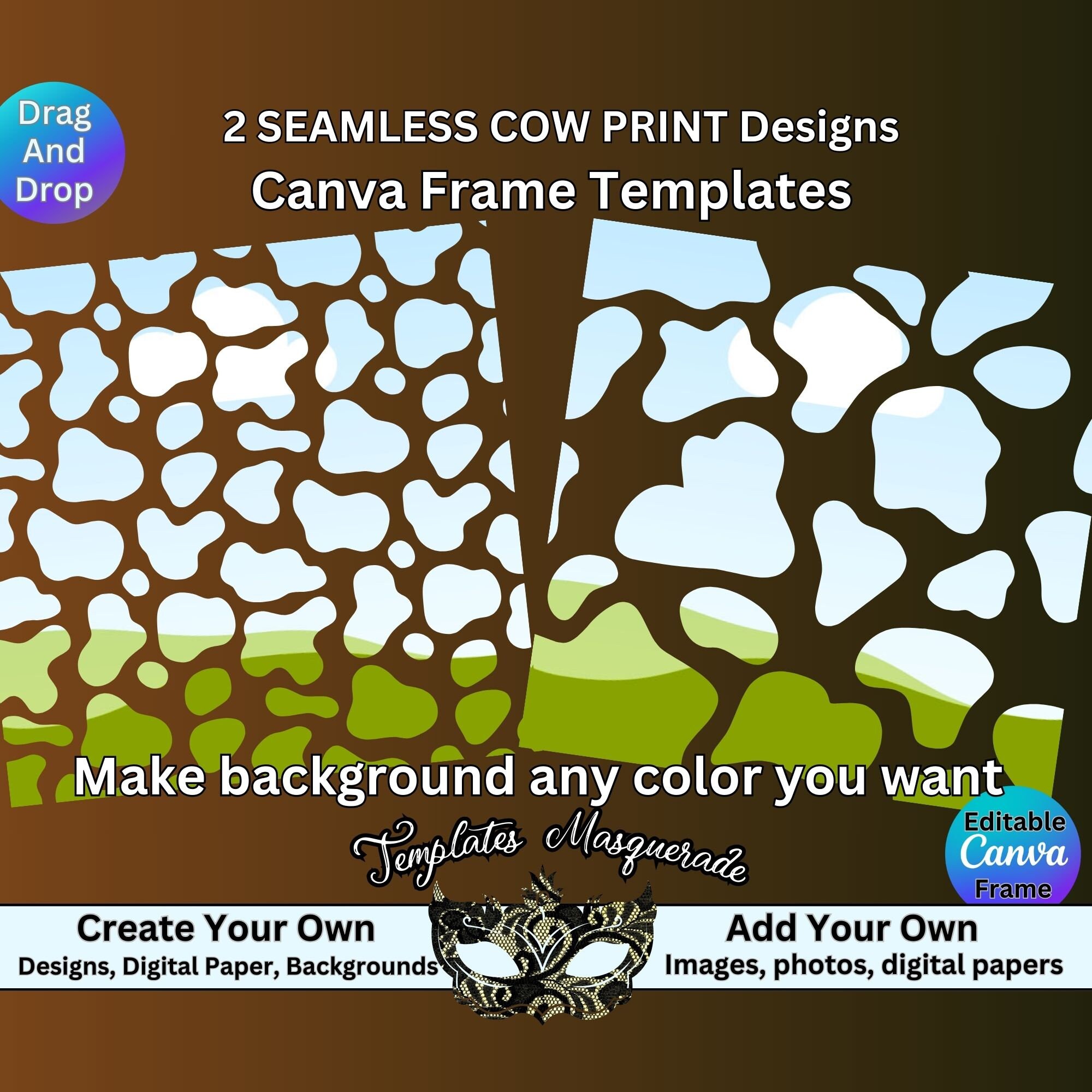 Cow Print Editable Template Canva, Farm, Cowboy, Range, Ranch Drag and ...