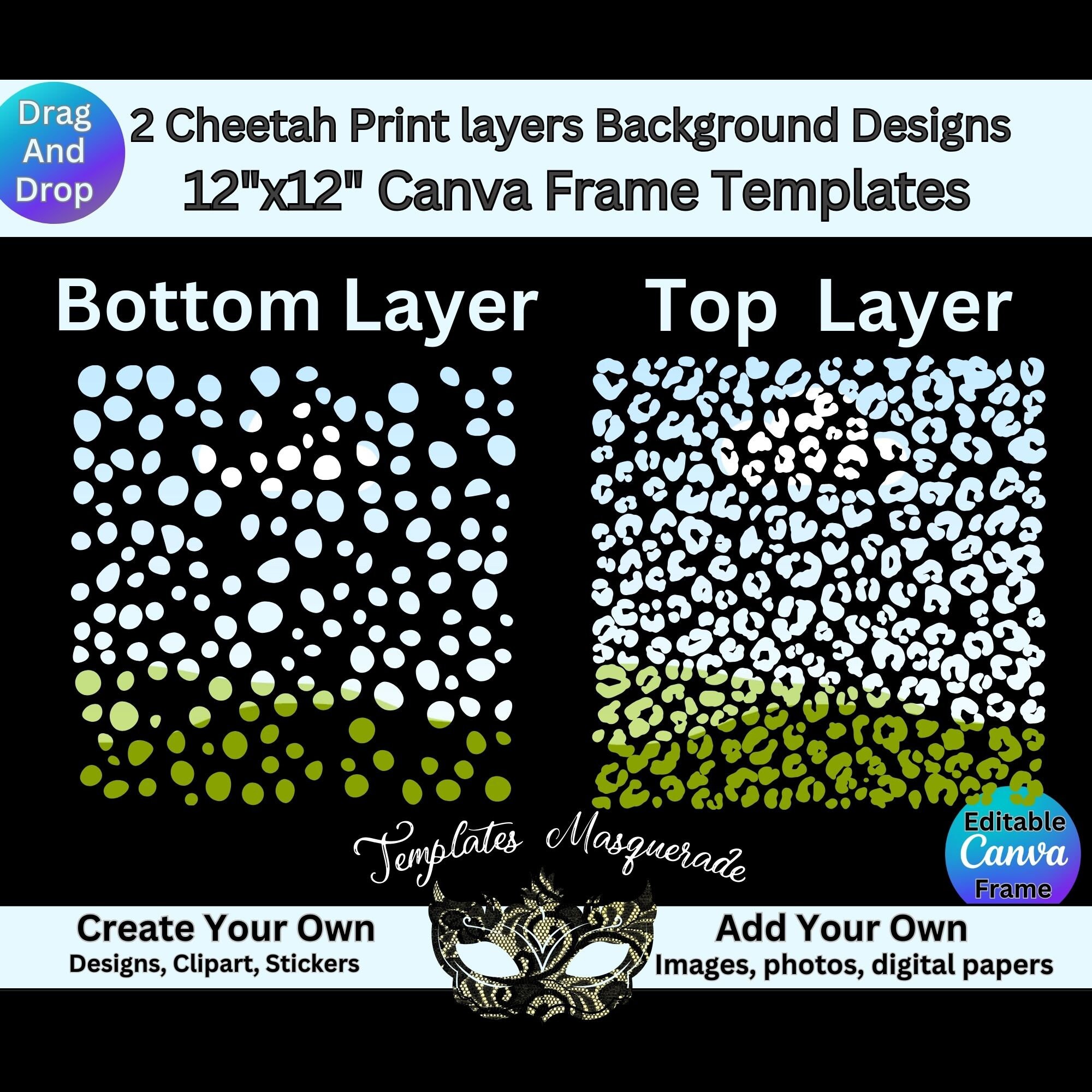 Cheetah Leopard Print Editable Canva Frame Template, Printable, Drag ...