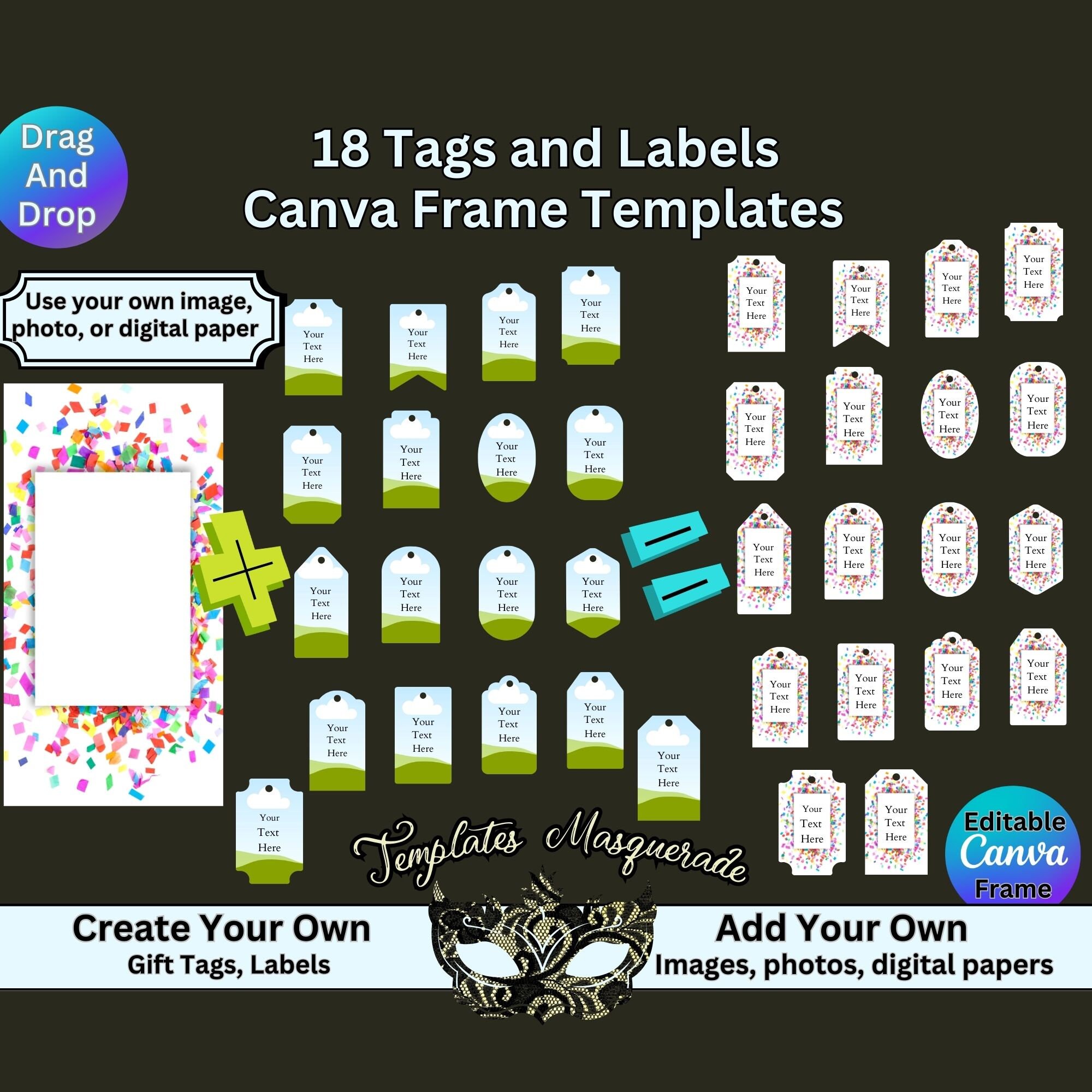 Editable Gift Tags, Labels, Canva Templates, Birthday Gift Tags, Gift ...