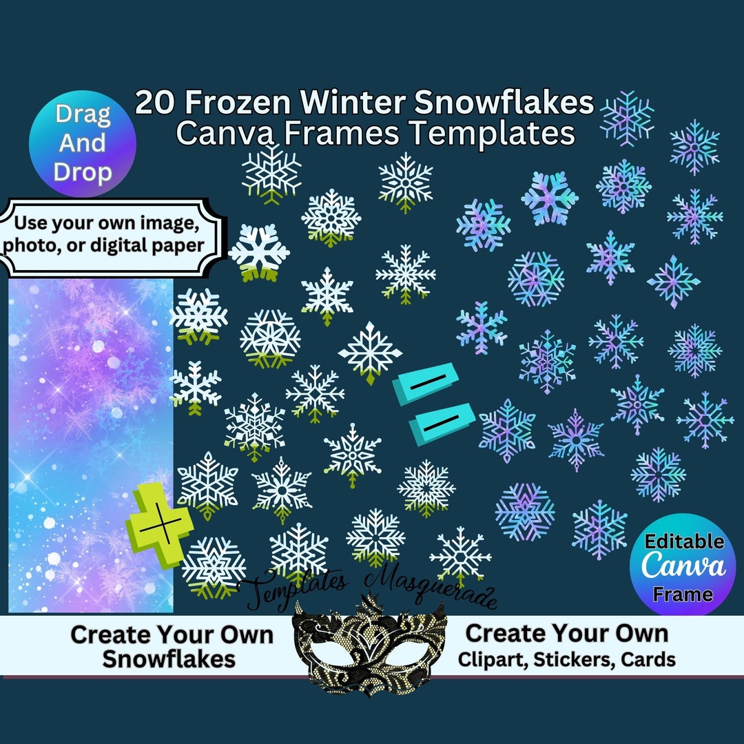 Frozen Winter Snowflakes Editable Canva Templates Frames, Printables ...