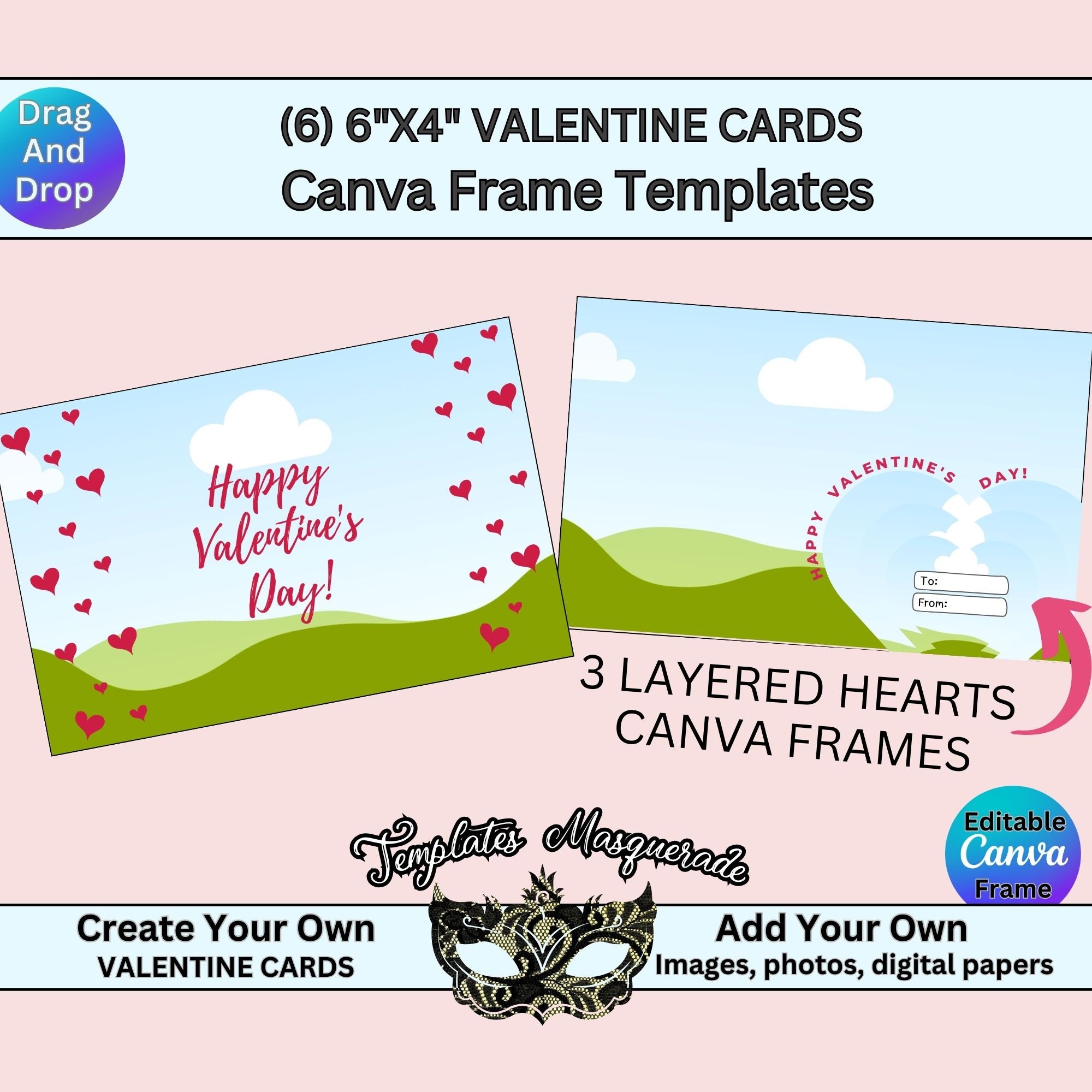 Editable Valentine Card Templates, Customizable Canva Frame Templates ...