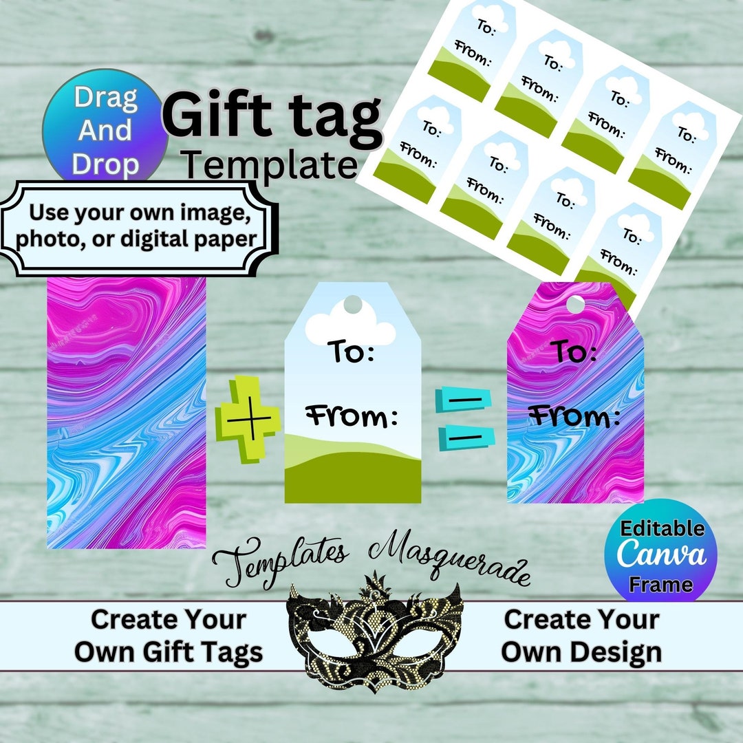 Gift Tags, Labels, Editable Canva Template Frames, Drag and Drop ...