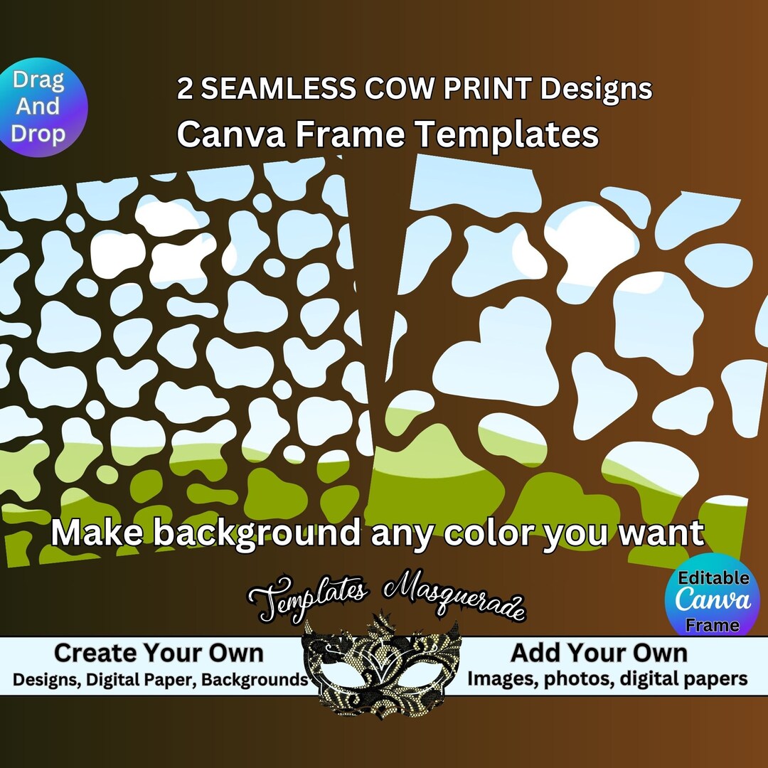 Cow Print Editable Template Canva, Farm, Cowboy, Range, Ranch Drag and ...