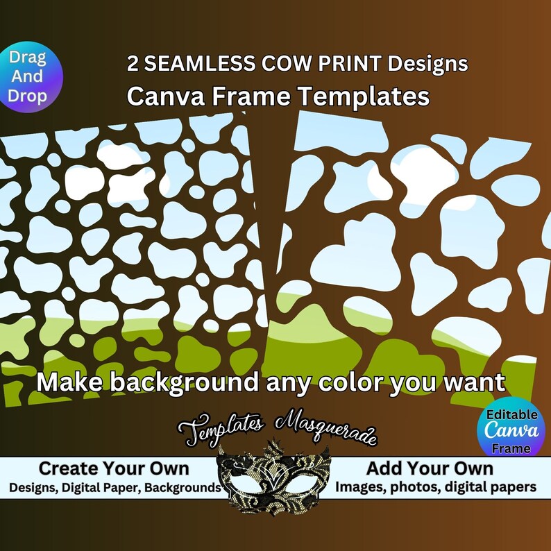 Cow Print Editable Template Canva, Farm, Cowboy, Range, Ranch Drag and ...