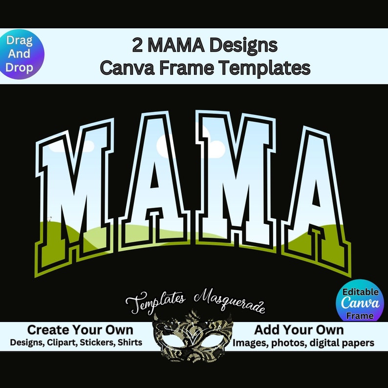 MAMA College Letter Template, Curved MAMA Design Varsity Sport Bold ...