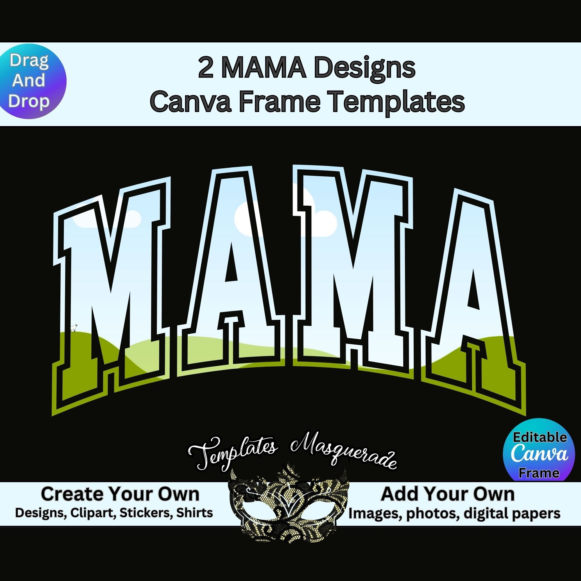 MAMA College Letter Template, Curved MAMA Design Varsity Sport Bold ...