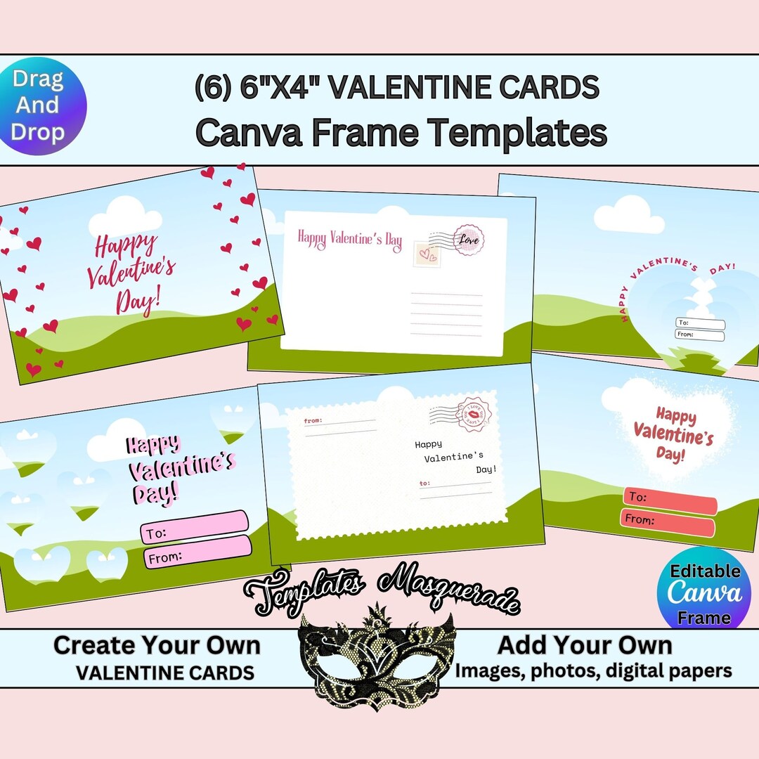 Editable Valentine Card Templates, Customizable Canva Frame Templates ...