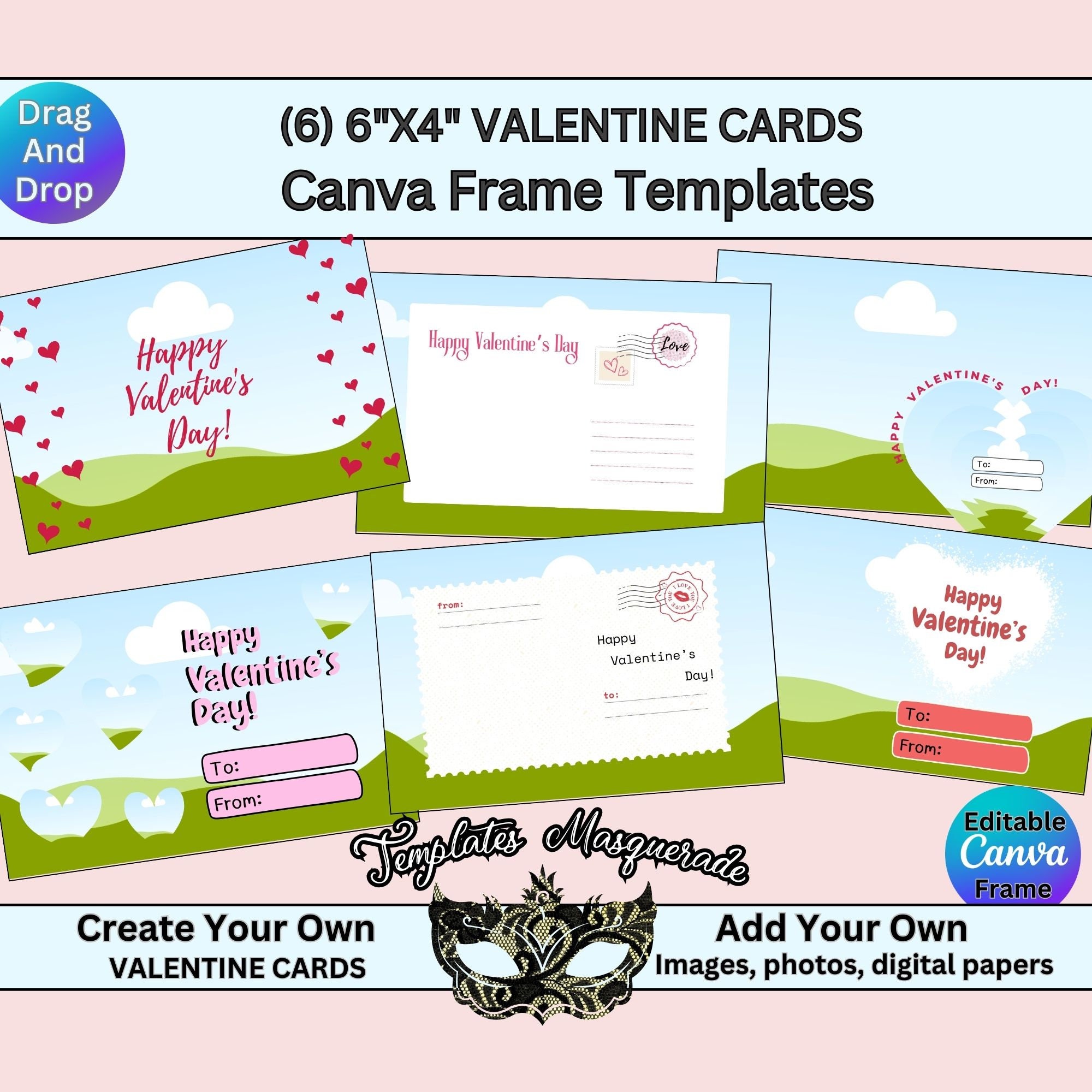 Editable Valentine Card Templates, Customizable Canva Frame Templates ...