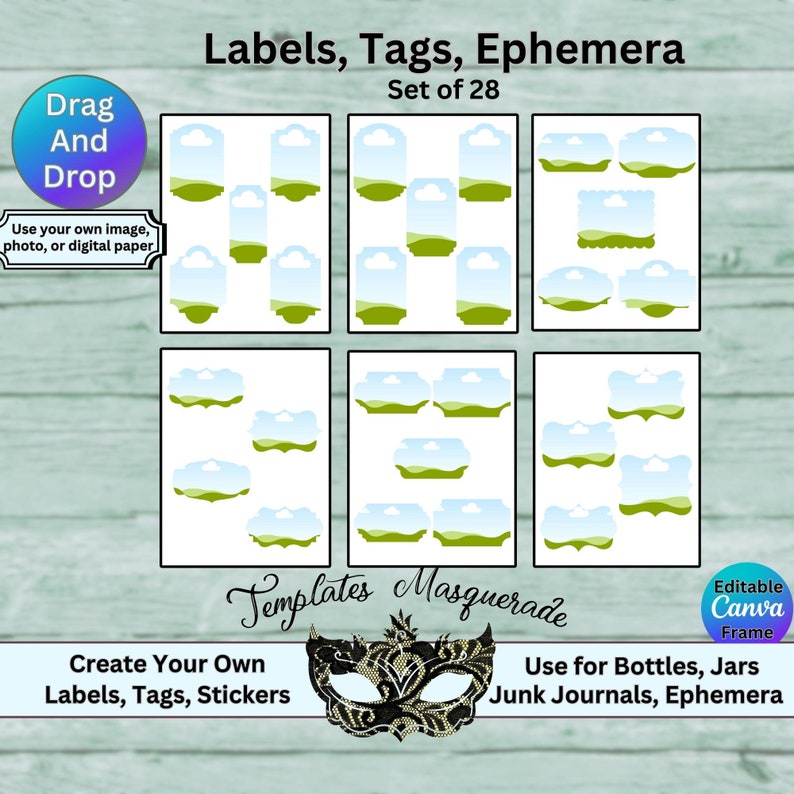 Editable Labels Canva Templates, Frames, Tags, Potion Bottle Jar Labels ...