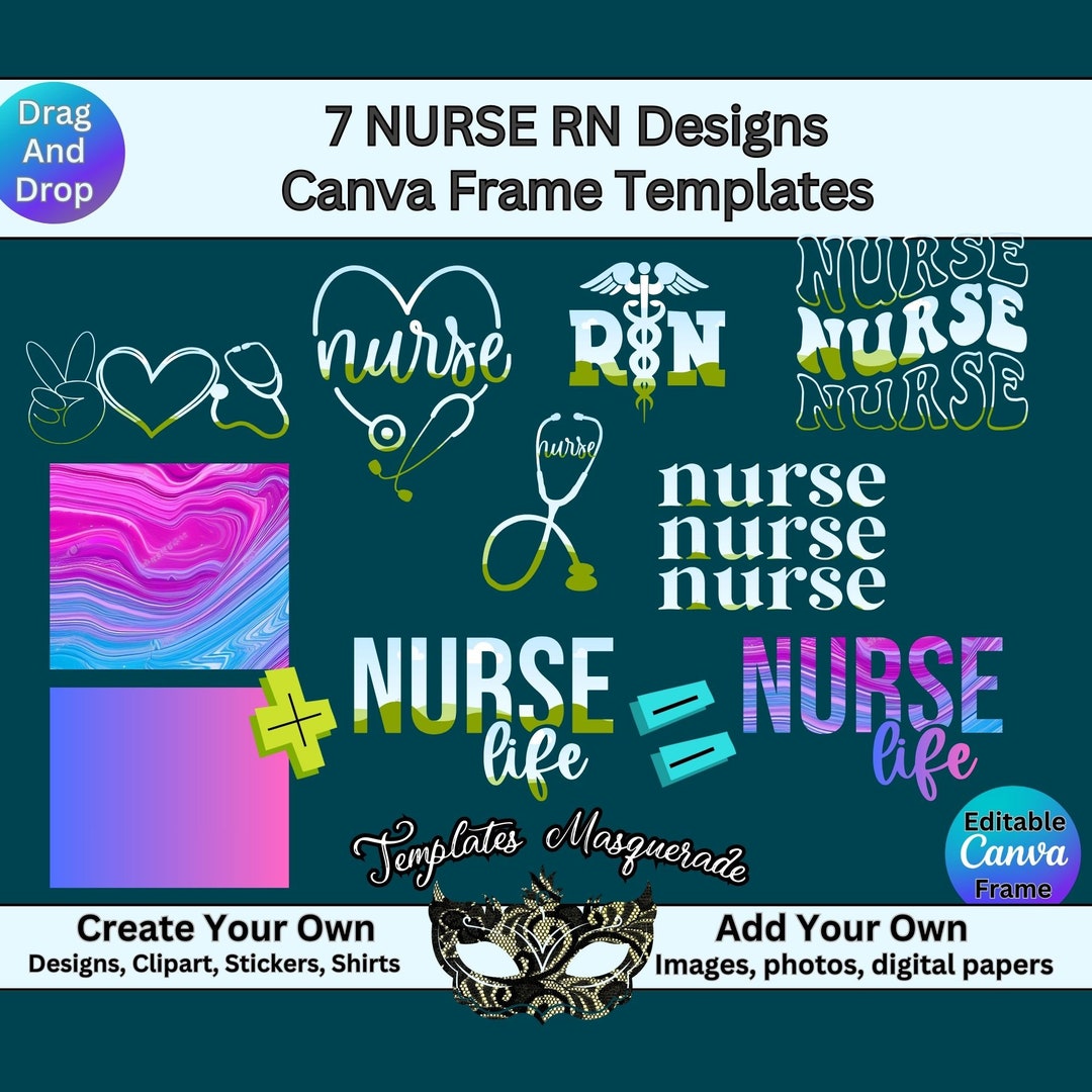 Nurse Life Canva Editable Templates, Registered RN, Wavy Nurse ...