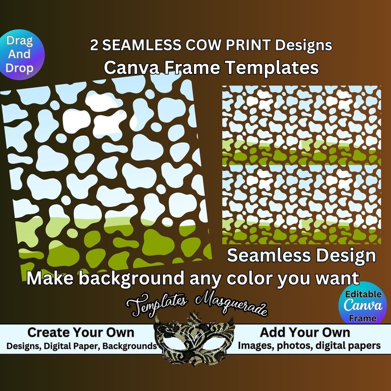 Cow Print Editable Template Canva, Farm, Cowboy, Range, Ranch Drag and ...