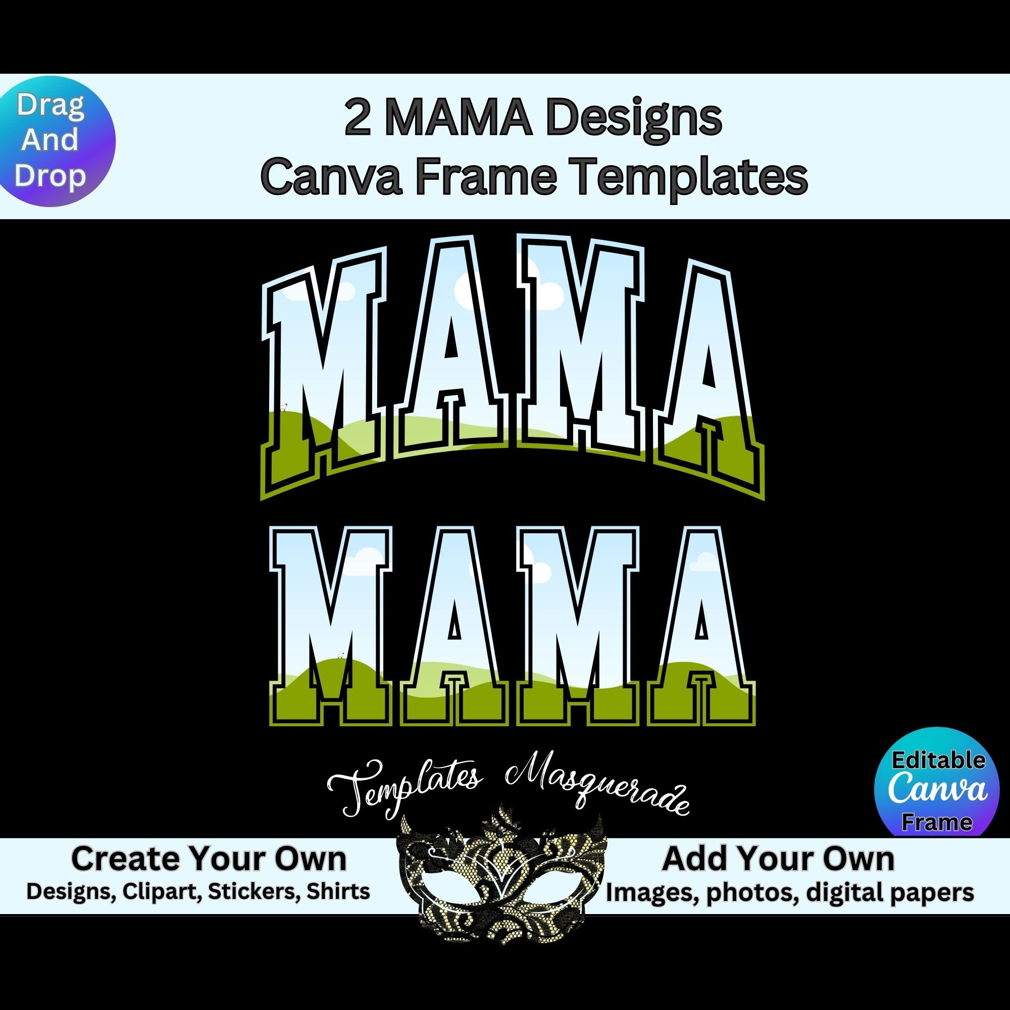MAMA College Letter Template, Curved MAMA Design Varsity Sport Bold ...
