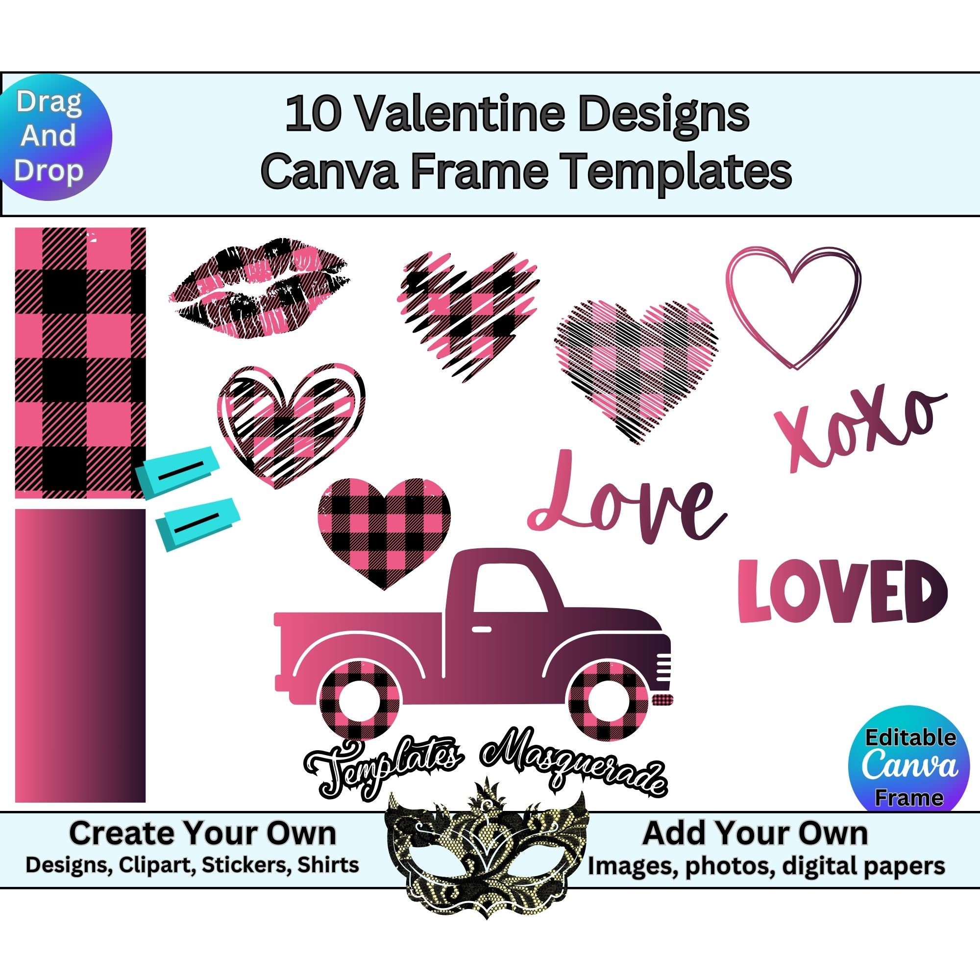 Editable Valentine Templates Canva Frames, Heart Templates, Valentine ...