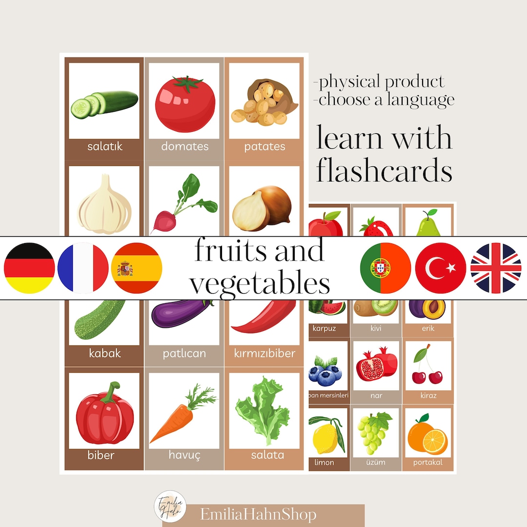 Fruits and Vegetables Vocabulary Flashcards, Languages, Learning ...