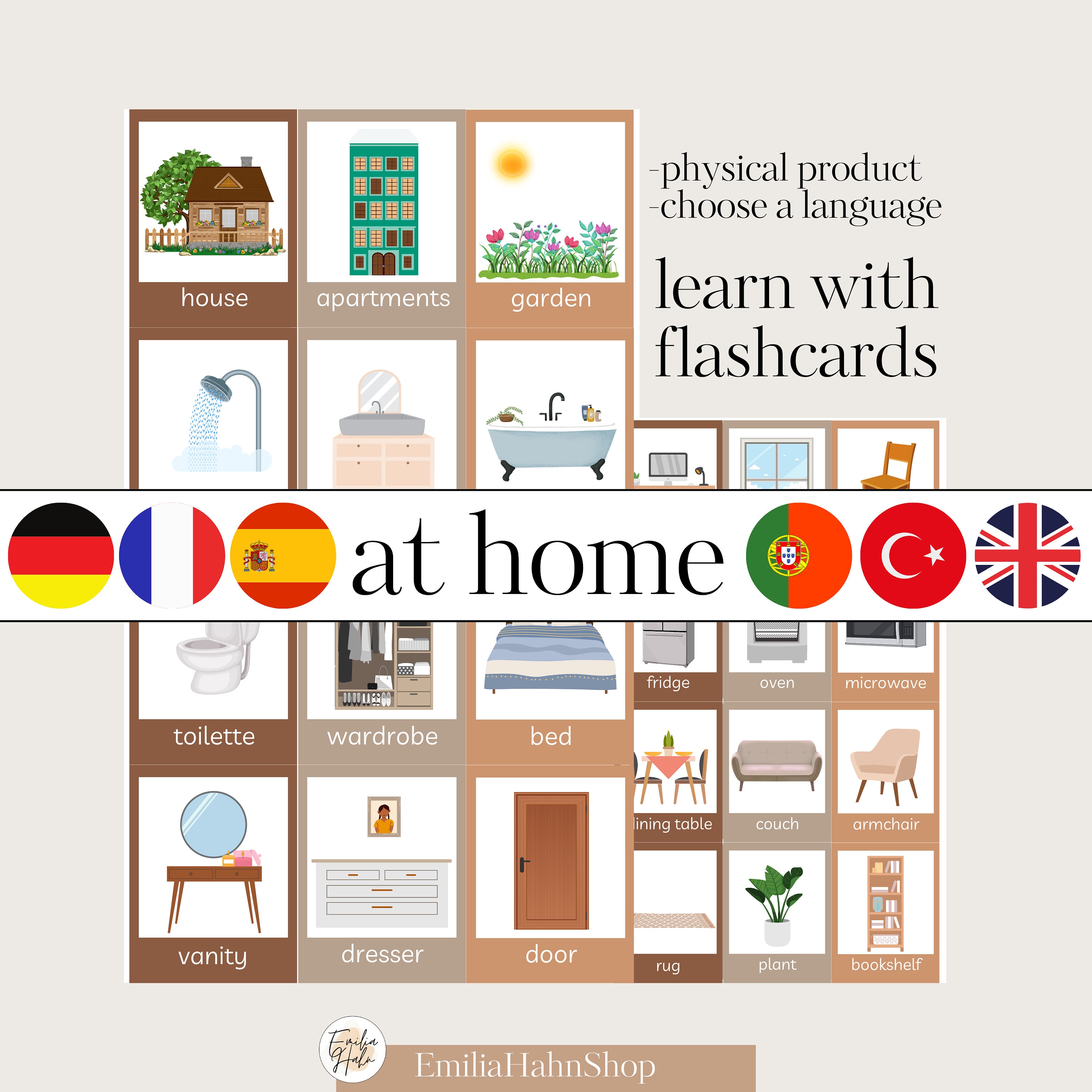 Home/house Vocabulary Flashcards, Language Learning, School, at Home ...