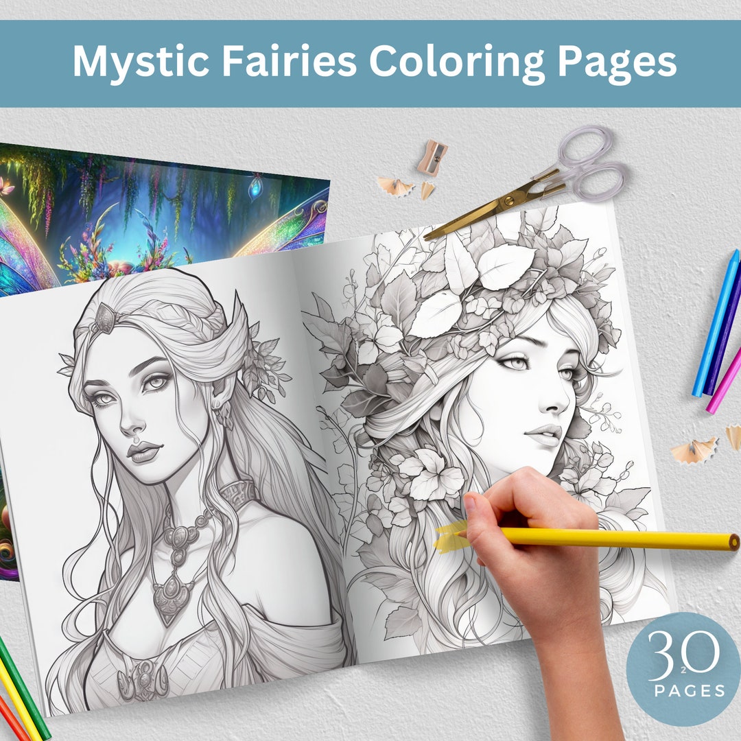 MYSTIC FAIRIES Coloring Pages, Relaxing and Inspiring Designs for ...