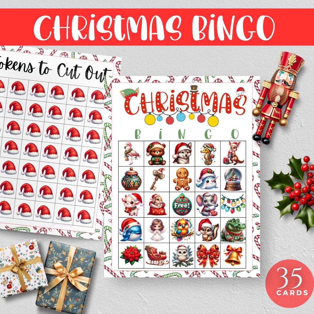 Christmas Bingo 35 Unique Bingo Cards Kids' Christmas - Etsy