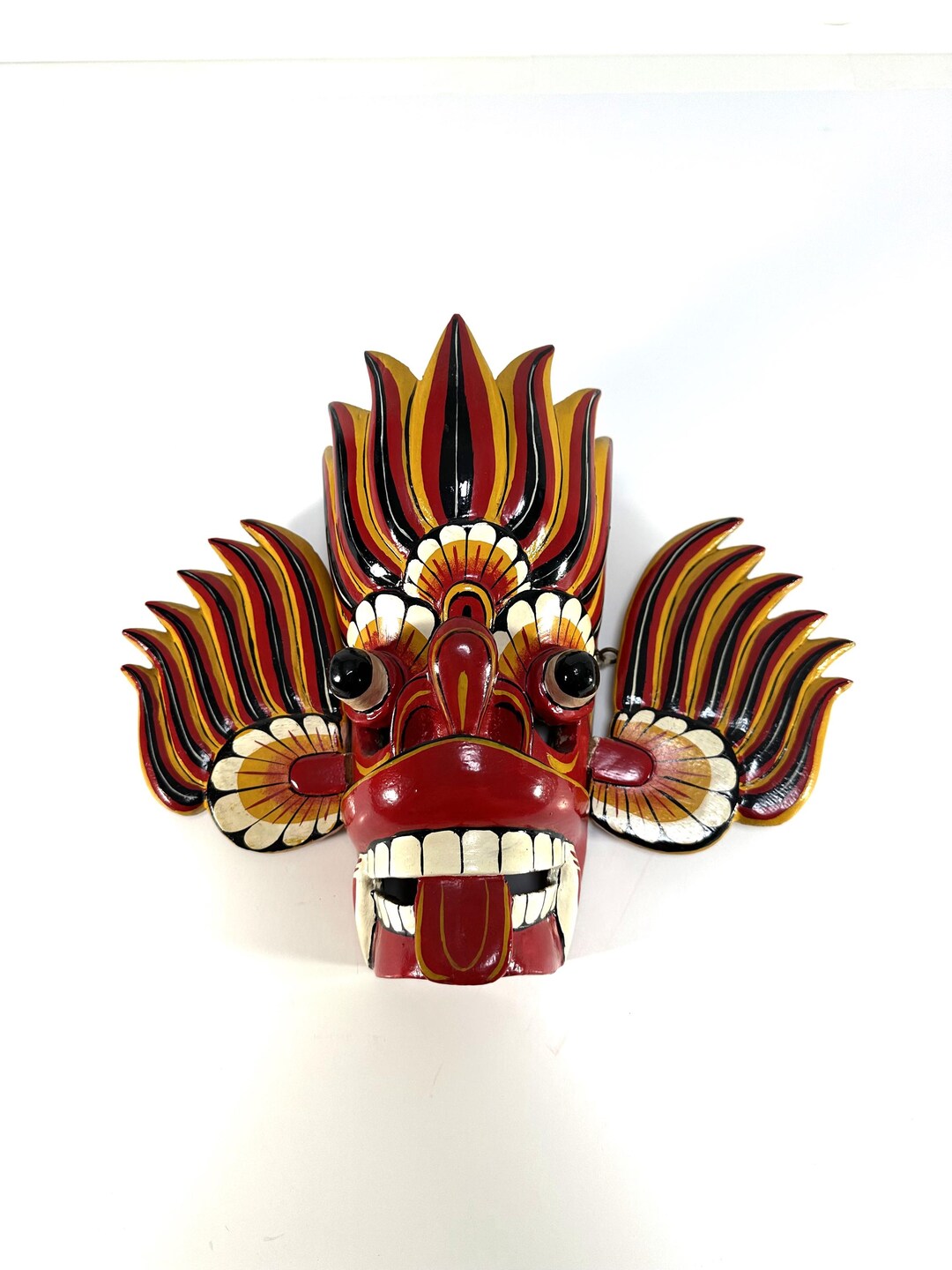 Vintage Ceylon Hand Carved Gini Raksha Fire Devil Hanging Mask - Etsy