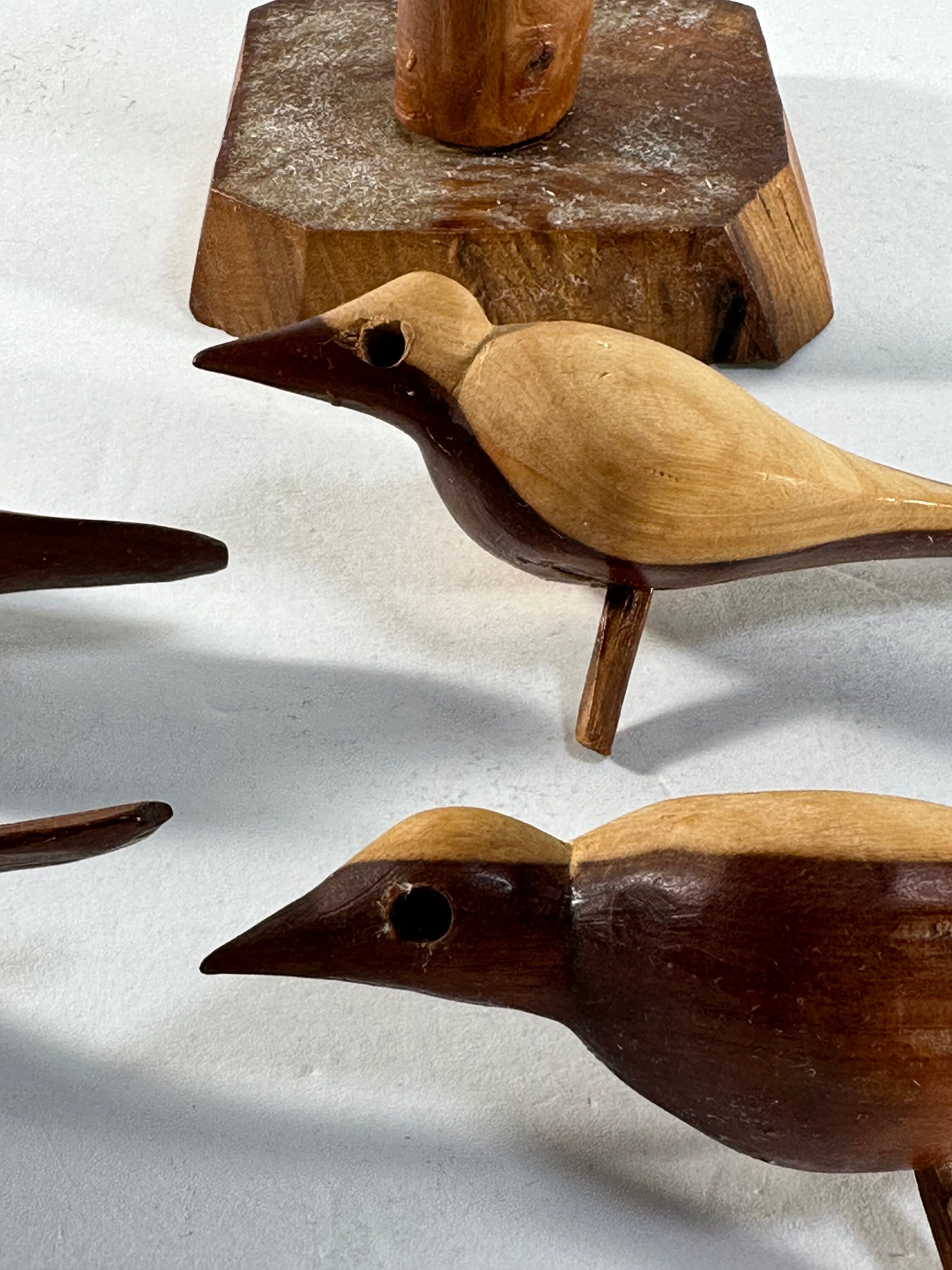 Vintage Hand Carved Wooden Bird Tree - Etsy