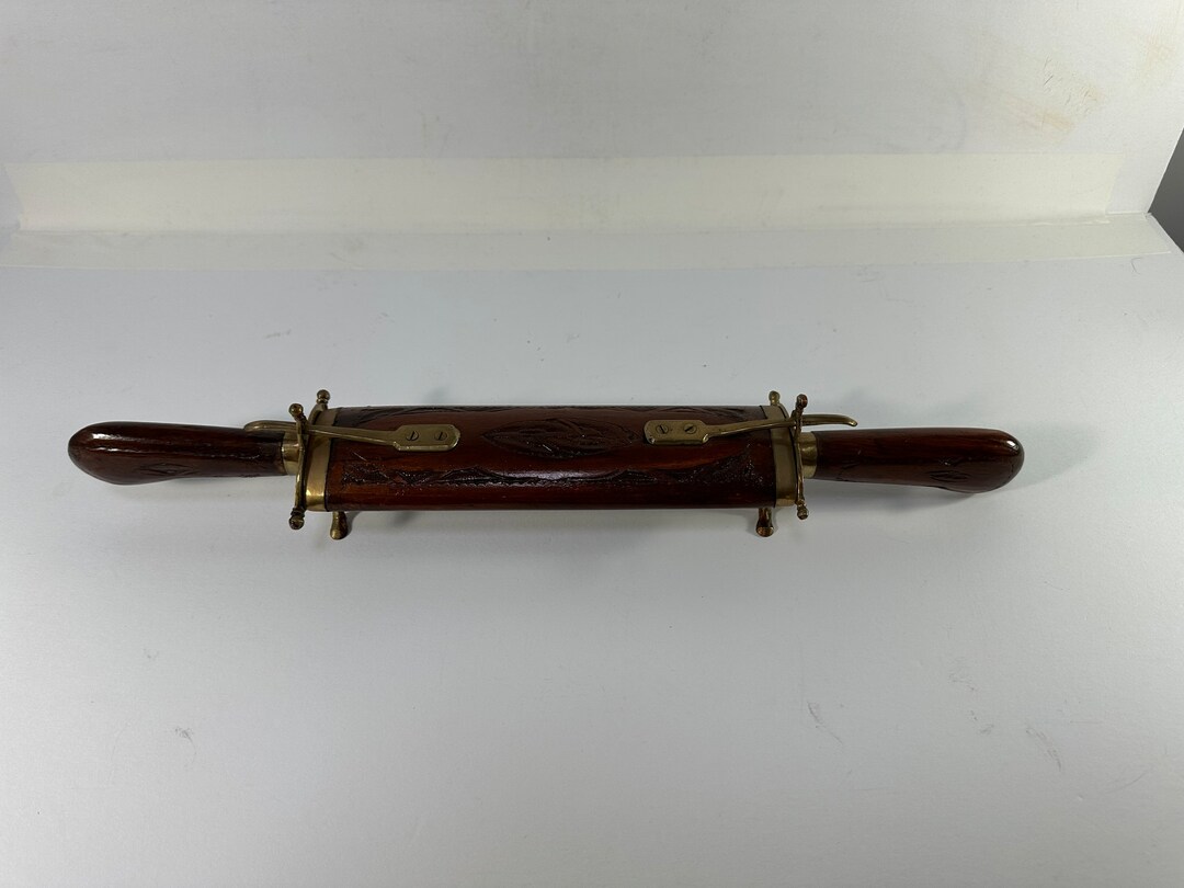Vintage Hand Carved Indian Wood and Brass Carving Set - Etsy