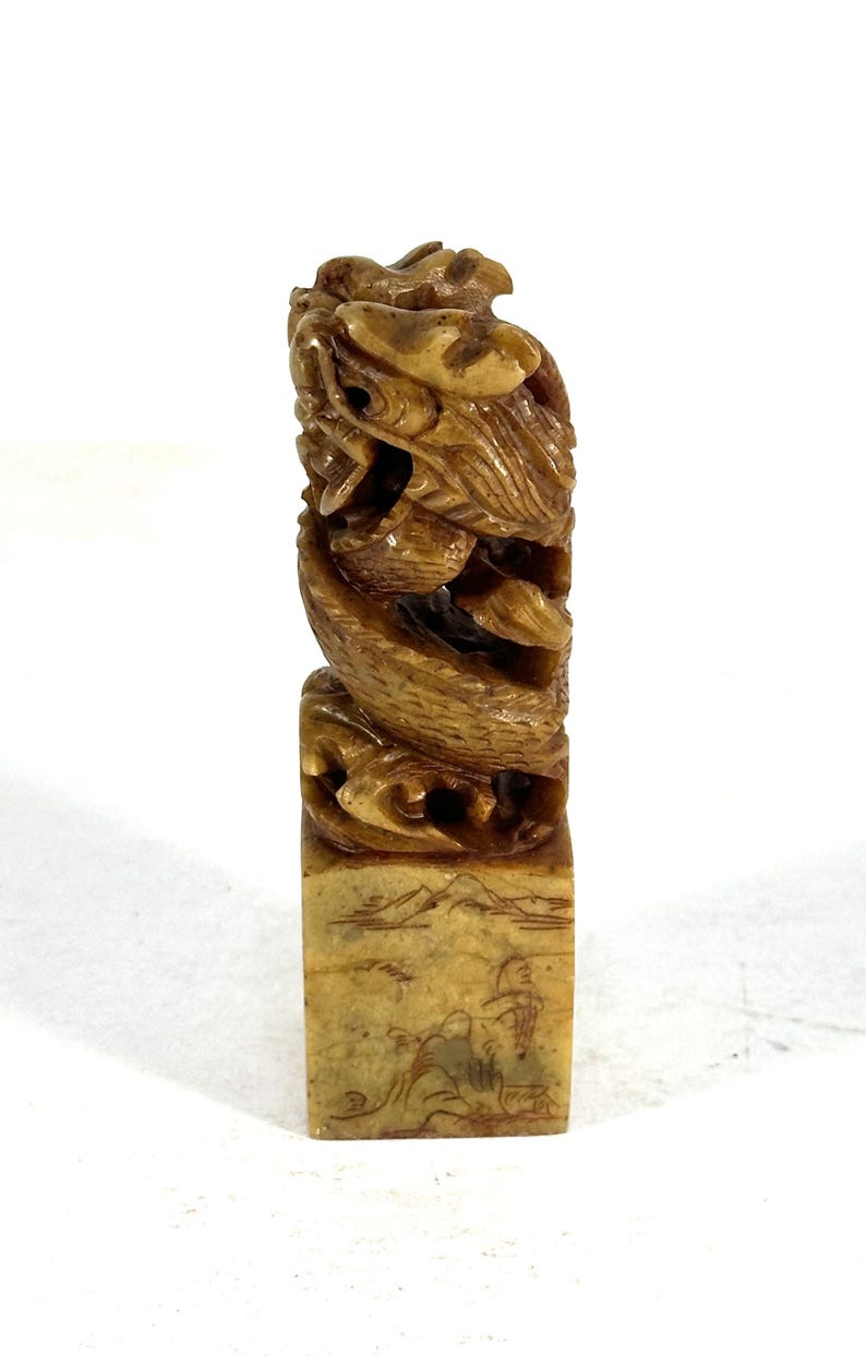 Vintage Chinese Soapstone Dragon Seal, Hawkins - Etsy