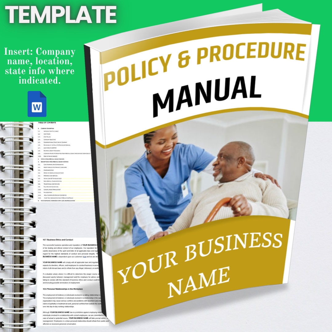 Home Care Agency Policy and Procedure Manual Template, Non-medical ...