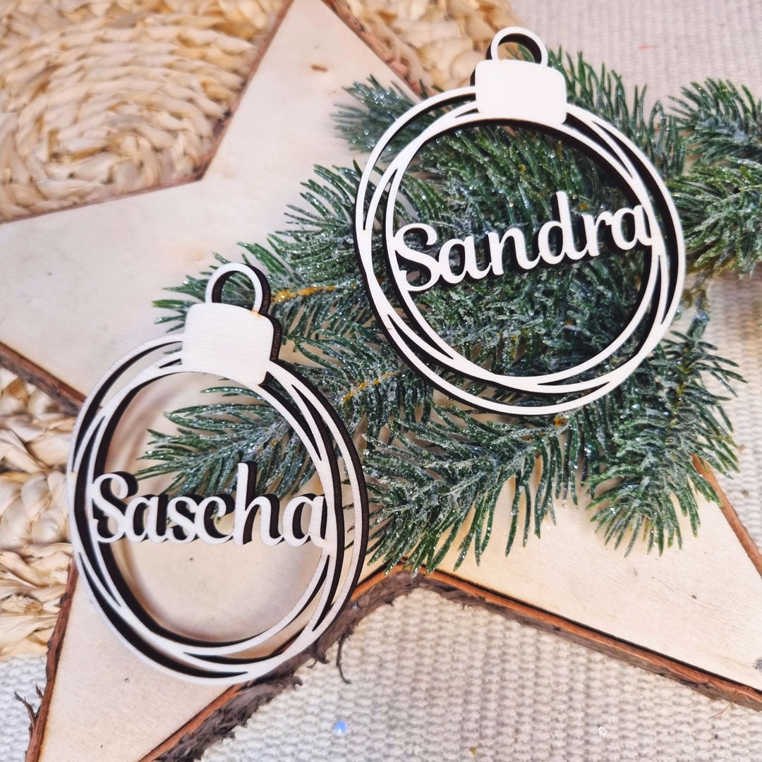 Personalizable Wooden Christmas Tree Bauble Christmas Gift Tag ...