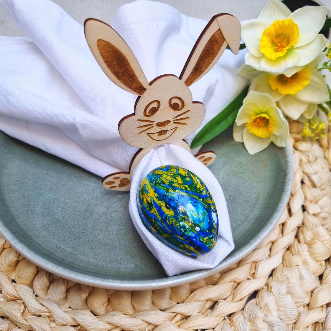 Easter Table Decoration, Wooden Bunny, Easter Napkin Rings, Easter ...