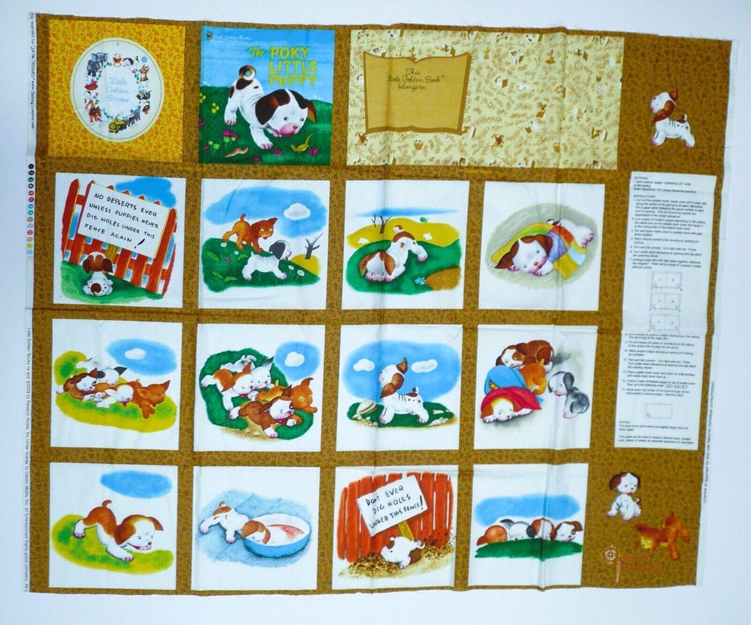The Poky Little Puppy by Little Golden Books Fabric Panel Cut & Sew ...
