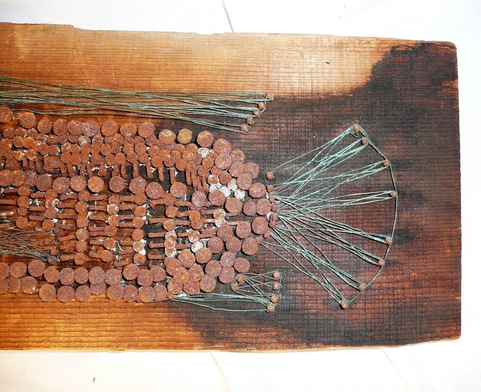 Rustic Wall Art Upcycled Fish Fishing Nail Wood Metal Steampunk Mid ...