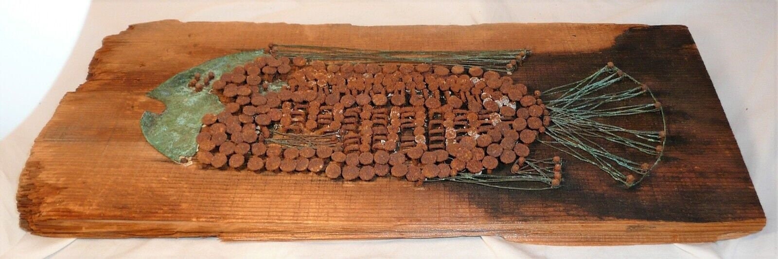 Rustic Wall Art Upcycled Fish Fishing Nail Wood Metal Steampunk Mid ...